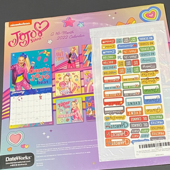 Nickelodeon | Office | Daluxe 222 Jojo Siwa Wall Calendar Bundle 00 ...